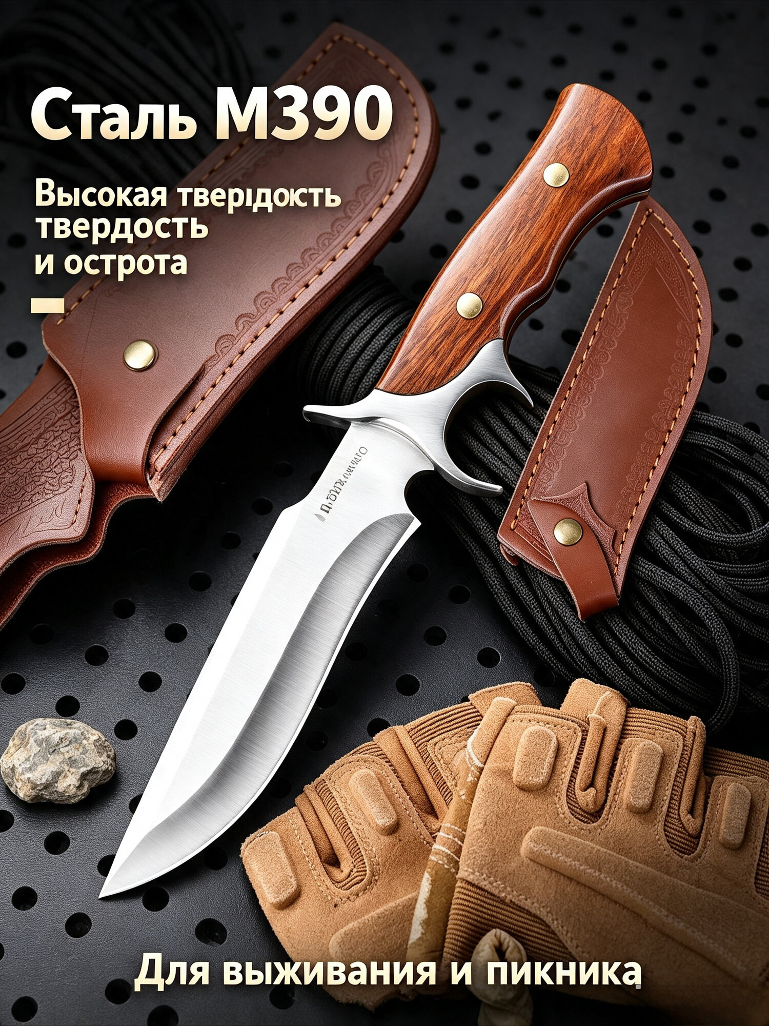 `Нож Юань, Прямой Туристический Нож M390, Многофункциональный, Для Кемпинга, Мяса, Стейков, Фруктов