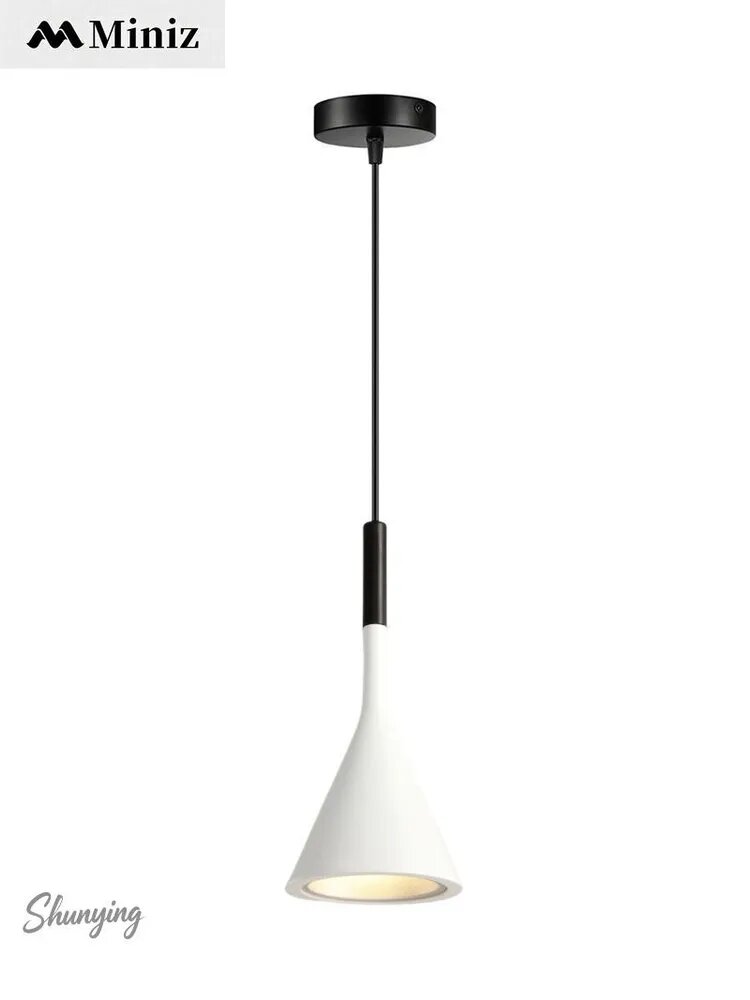 Подвесная люстра Miniz E27, 60 Вт, белый конус, регулировка высоты, 15x36 см