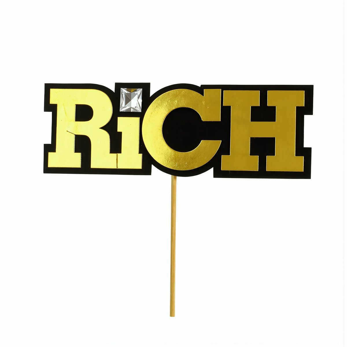 Декоративный аксессуар для торта золотой топпер с надписью RICH для домашней вечеринки дня рождения встречи друзей стильное оформление десертов плотная бумага аккуратная обработка краев, RICH - 1 шт