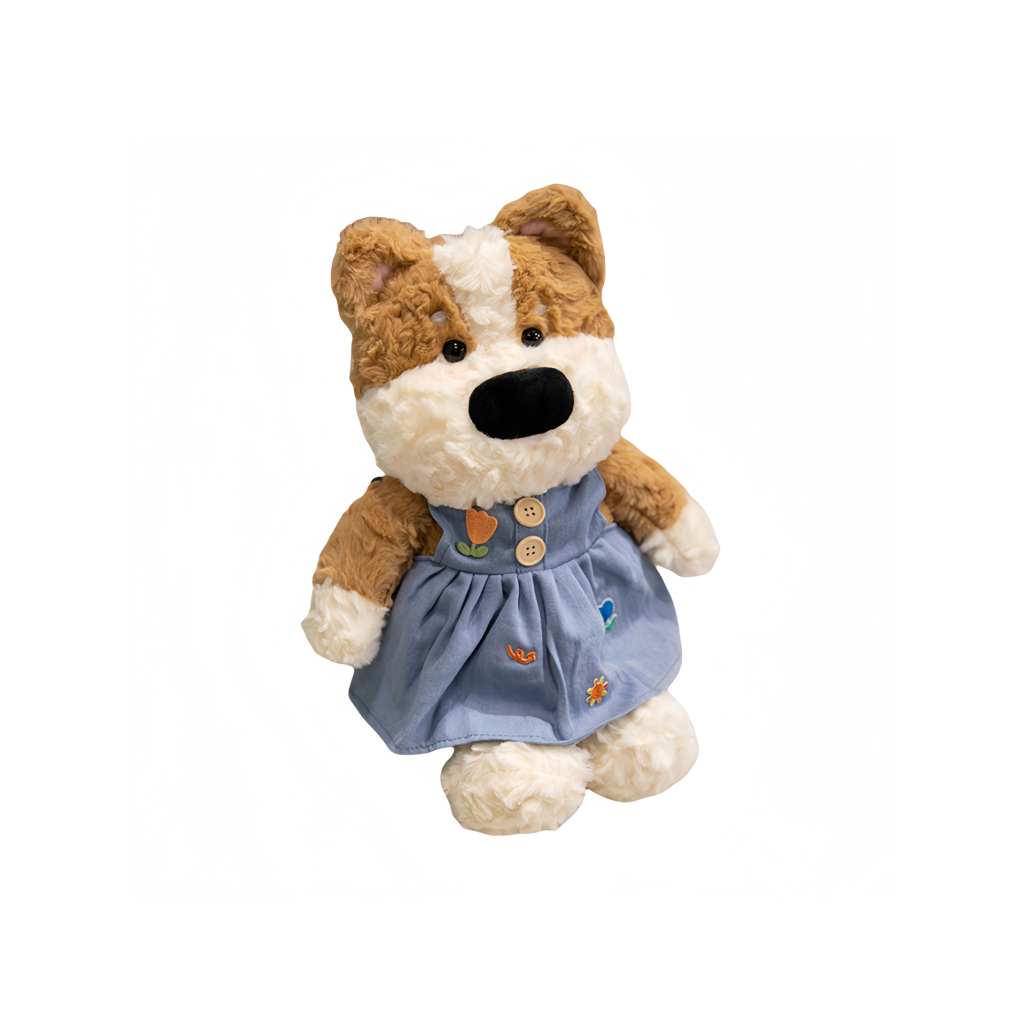 Плюшевые куклы унисекс LALABABY Бегущий щенок, 45 см, Shiba Inu+Bib