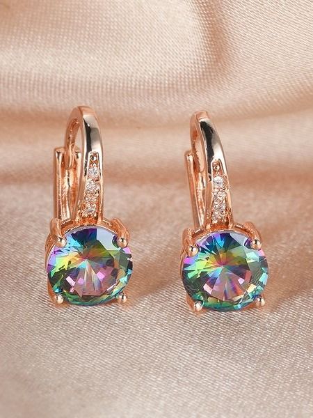 Серьги конго, фианит, искусственный камень, розовое золото