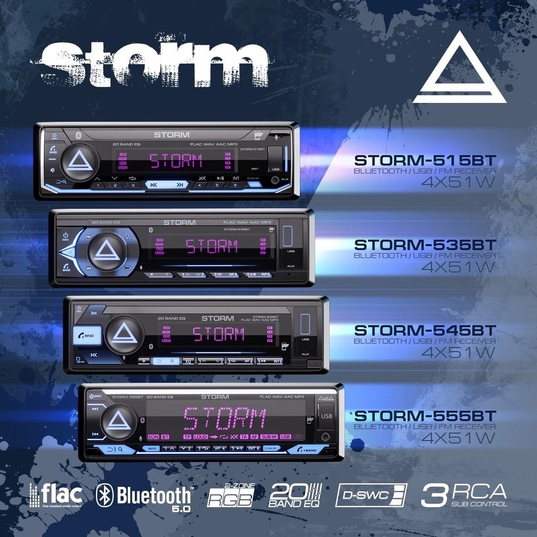 Автомобильная Магнитола Aura STORM-515BT, 3RCA/USB, пульт в комплекте