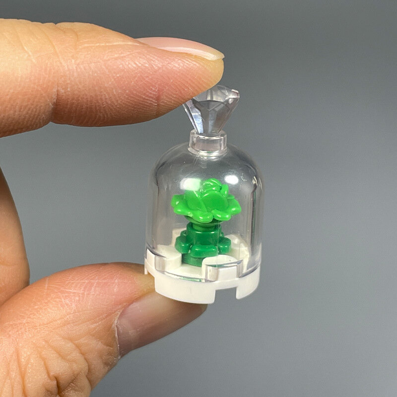Светло-зеленые лепестки розы с стеклянным куполом для мини-конструктора MOC