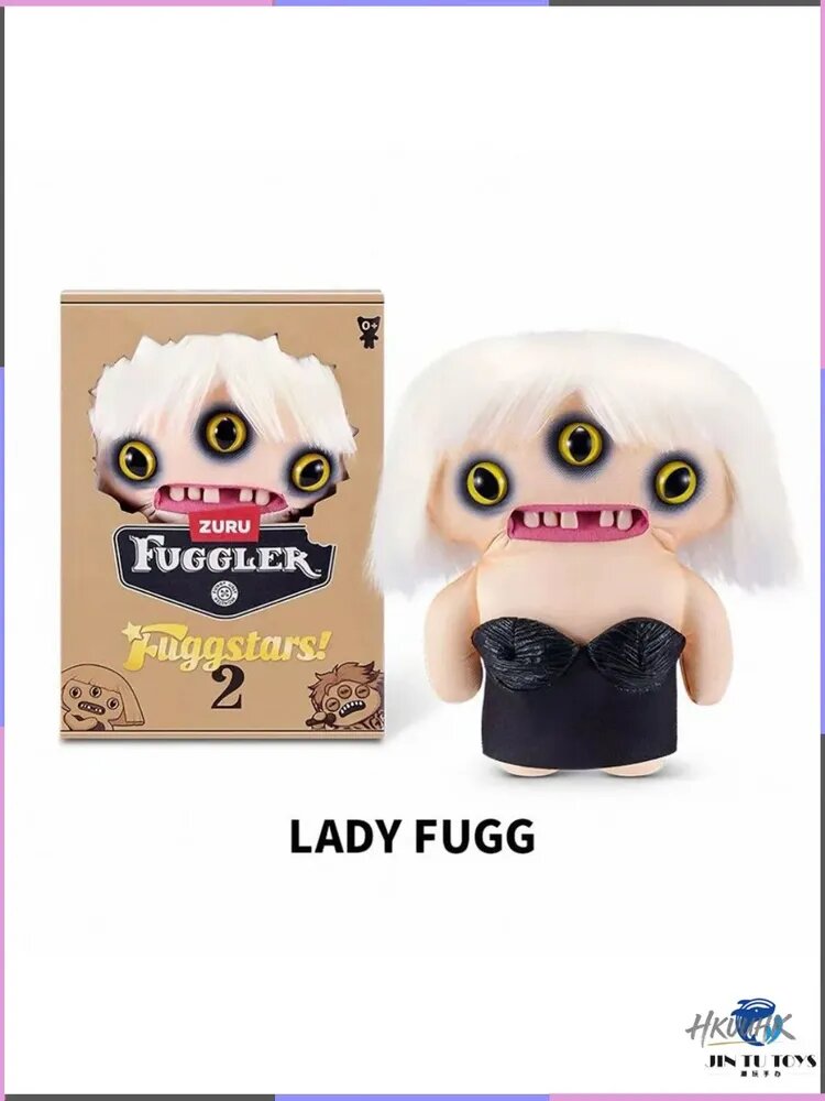 Fuggler Fuggstars 2 Lady Fugg / Плюшевые куклы с белыми волосами, тремя глазами и торчащими зубами, подходящие для подарков или личной коллекции.