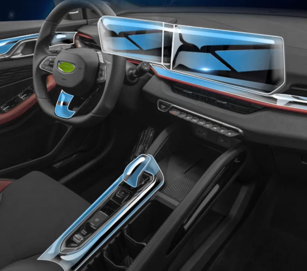 Комплект защитных пленок на элементы салона Geely Coolray / Джили Кулрей рестайлинг 2023-2025 г. в