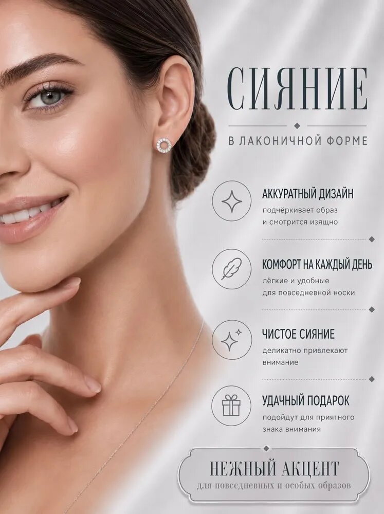Серьги, фианит — фото 1