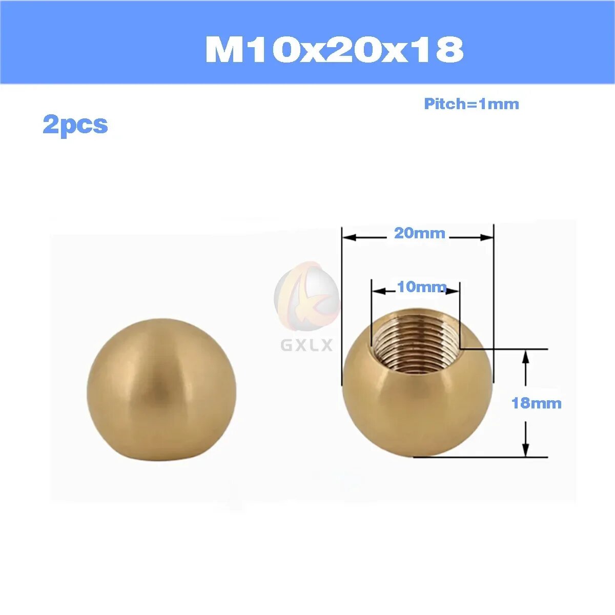 Медные шаровые гайки M10x20x18, 2шт