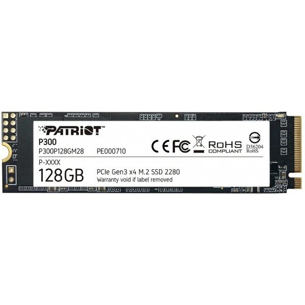 SSD накопитель Patriot P300 P300P128GM28 128ГБ, M.2 2280, PCIe 3.0 x4, NVMe, M.2