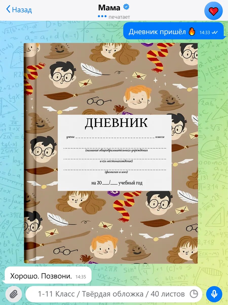 Школьный дневник с принтом Гарри Поттер