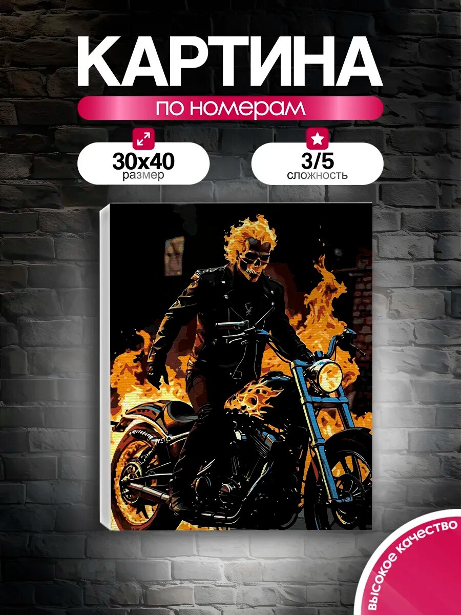Картина по номерам 30x40 Призрачный гонщик