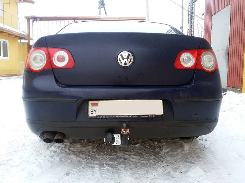 Фаркоп Avtos на VOLKSWAGEN PASSAT B6 (2005-2010)(паспорт и сертификат в комплекте)(без электрики)VW 24 (90x20x16)