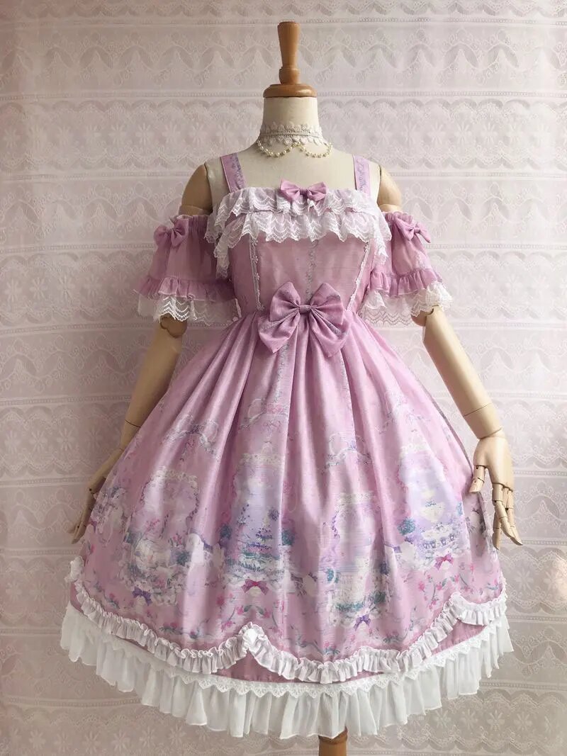 Lolita JSK платье Yiliya «Секретный сад единорога» XXXL, Розовый, Розовый