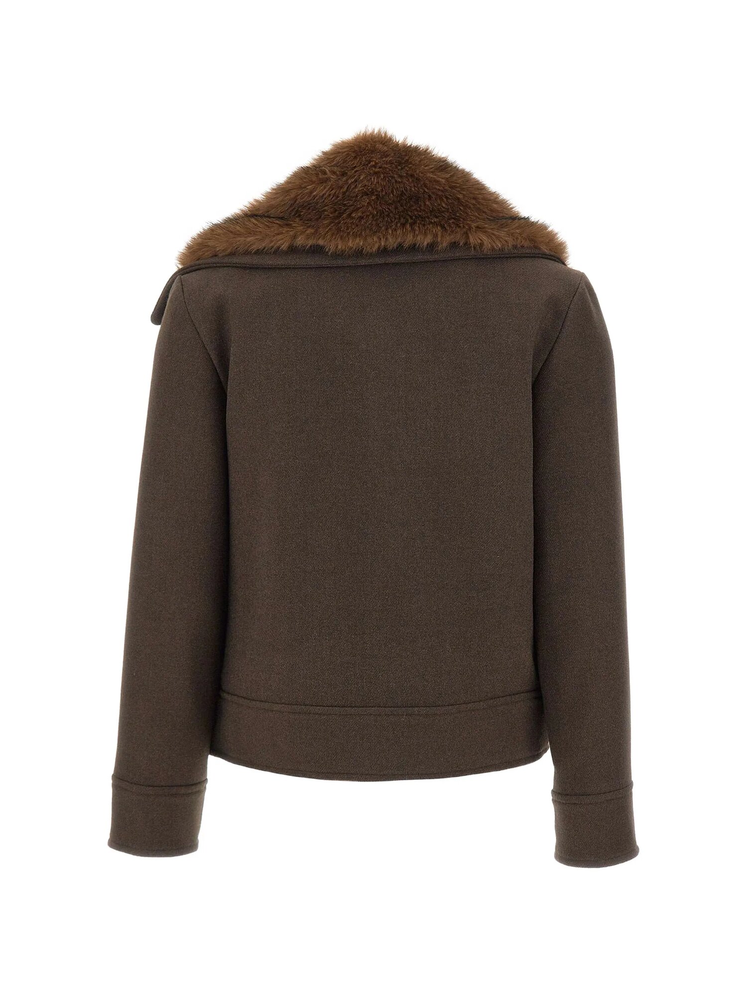 Куртка KAOS Faux-fur collar cropped jacket, размер 42, brown — фото 1