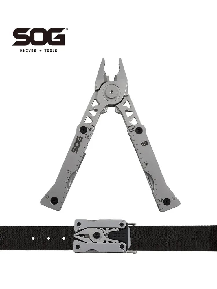 SOG Sync I, Многофункциональная пряжка для ремня, 11 инструментов для выживания, SN1001