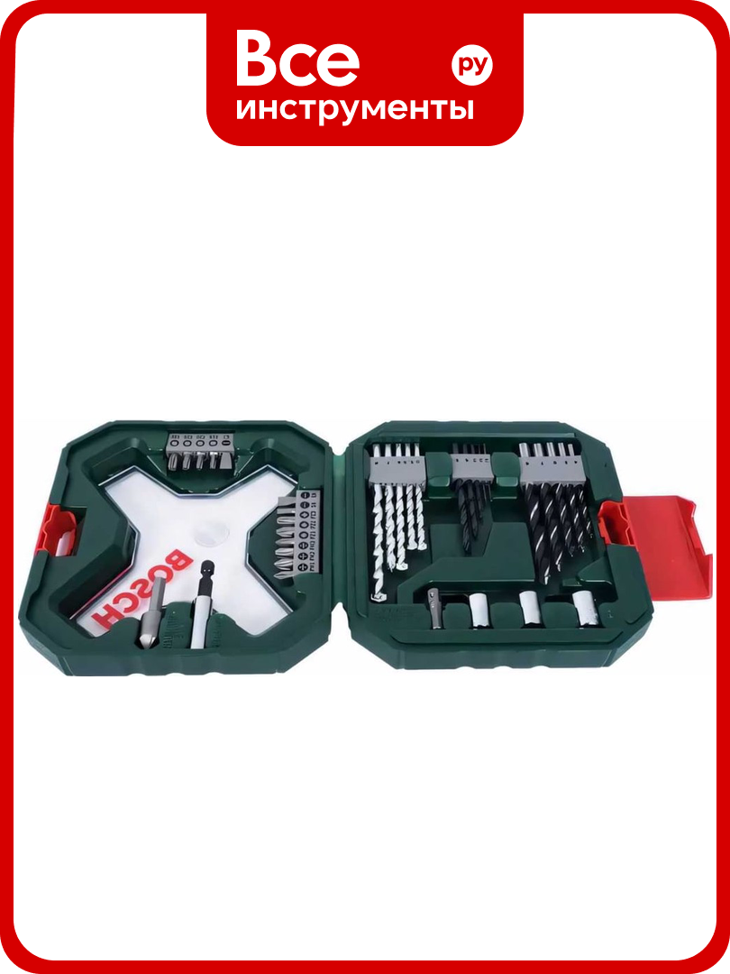 Набор бит и сверл X-Line 34 предмета Bosch 2607010608, металл, набор сверл, бит с разнообразных головками, держатель бит