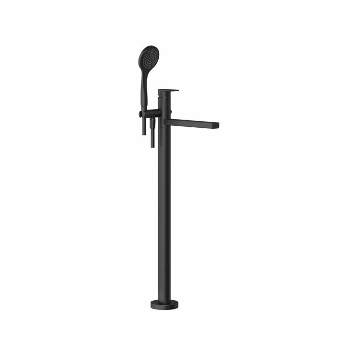 Напольный смеситель для ванны с душем Gessi 24982 С внутренней частью, с душевым гарнитуром, черный, матовый, латунный, с керамическим картриджем