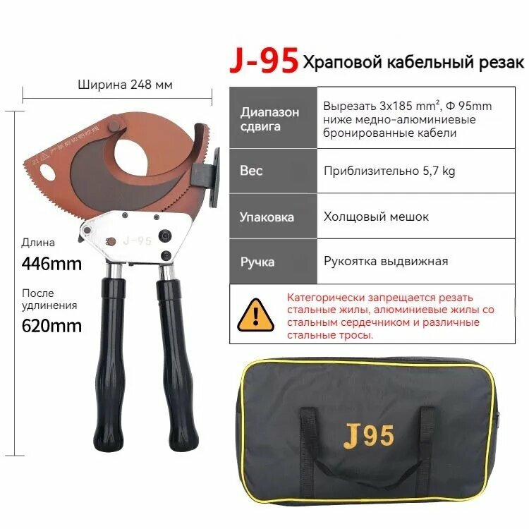 Режущий инструмент секторные кабельные, J-95