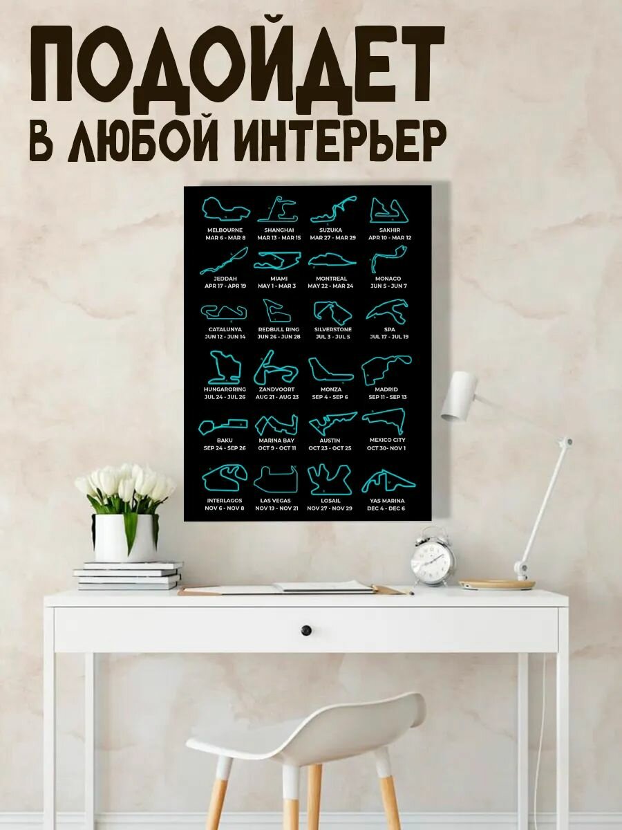 Картина стену Формула 1, на подрамнике, 1шт, 55х38 размер. — фото 1