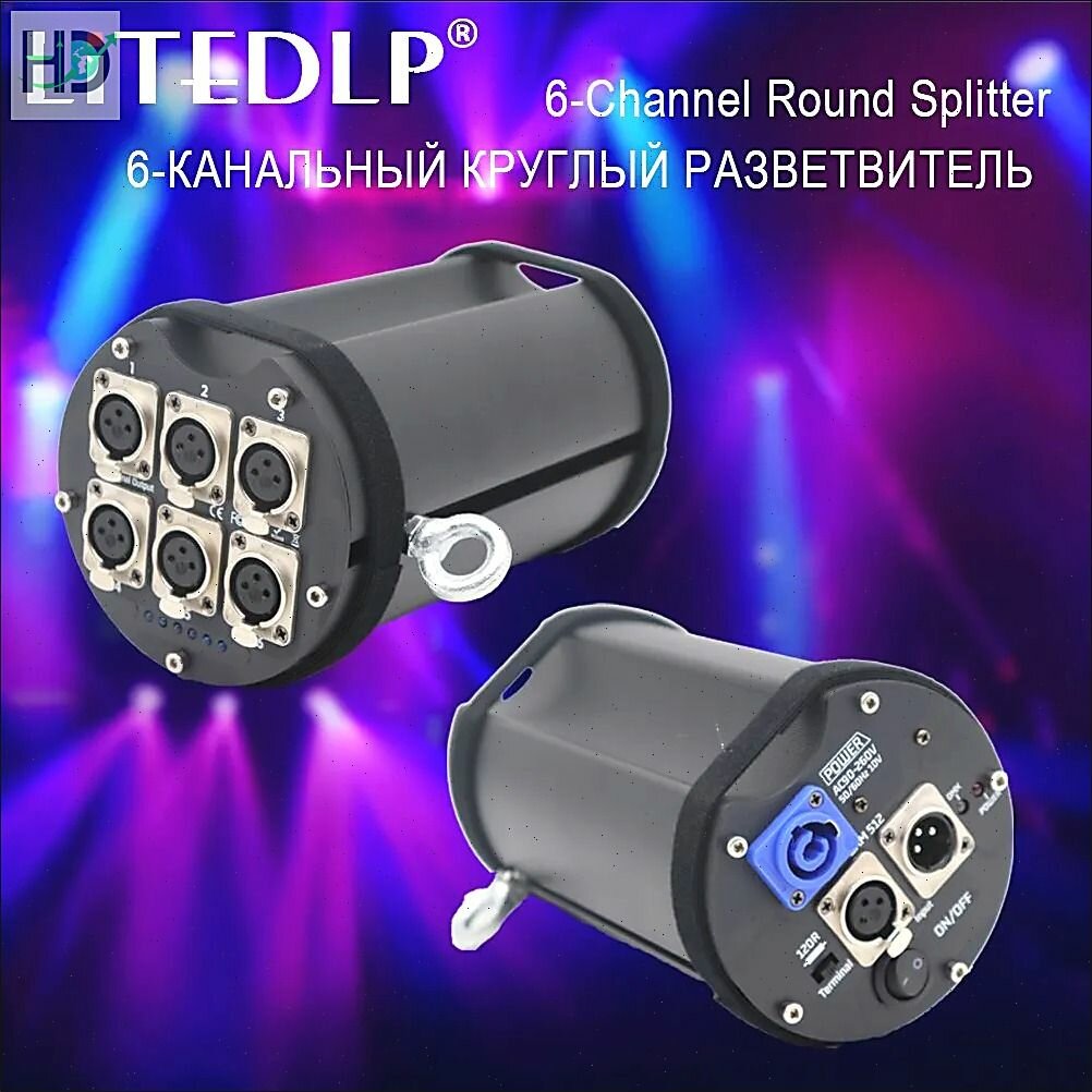 DMX512 6-канальный изолированный круглый сплиттер для вечеринки DJ Disco