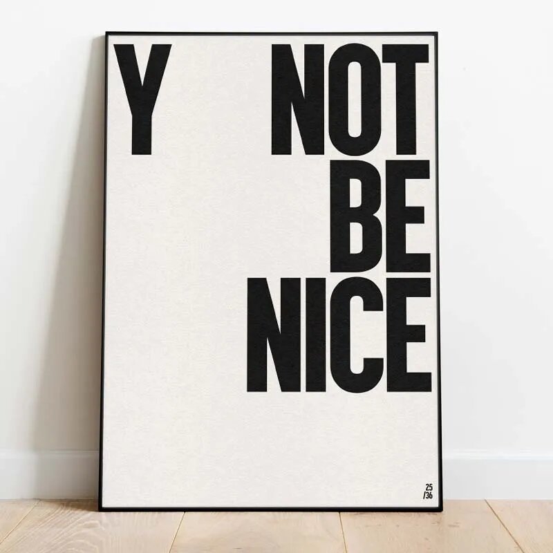 Постер "Why Not Be Nice" на холсте, 30x42 см, белый