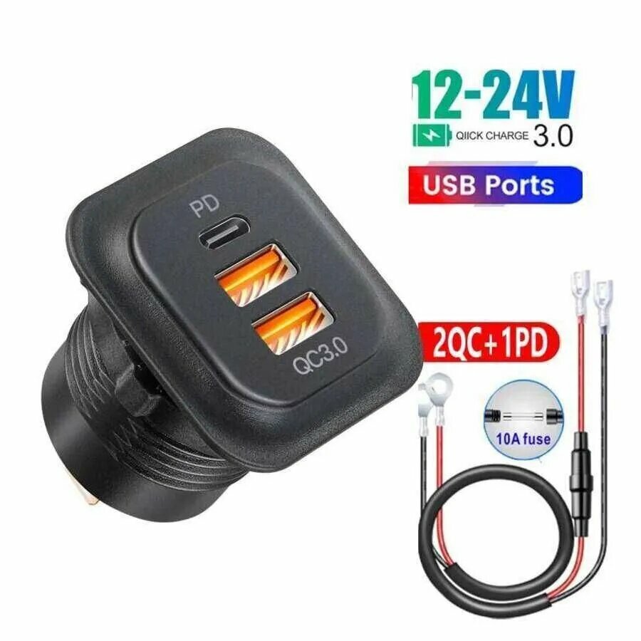 12V/24V зарядное устройство, быстрой зарядки, PD Type C и QC3.0 порт, USB розетка для автомобиля, лодки, морского транспорта, грузовика