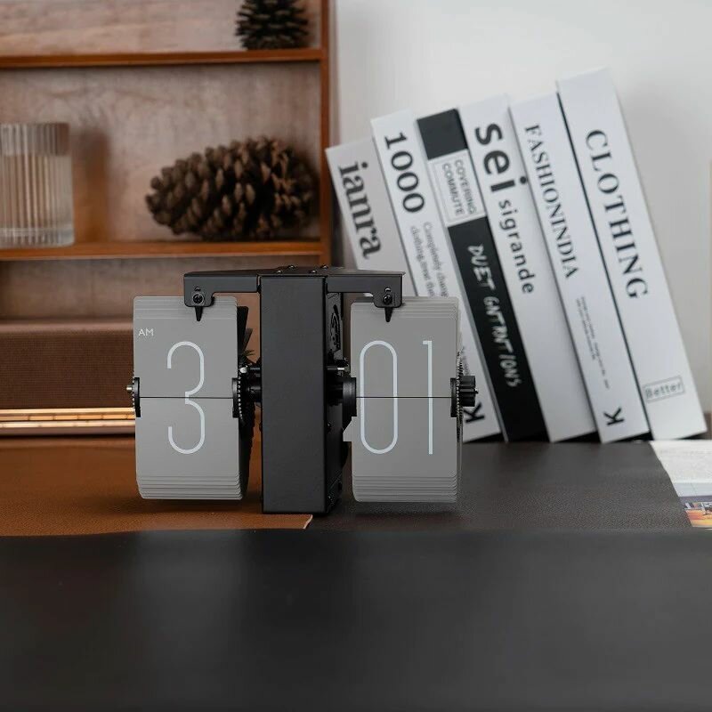 Перекидные ретро-часы Flip Clock Slim Black/Gray
