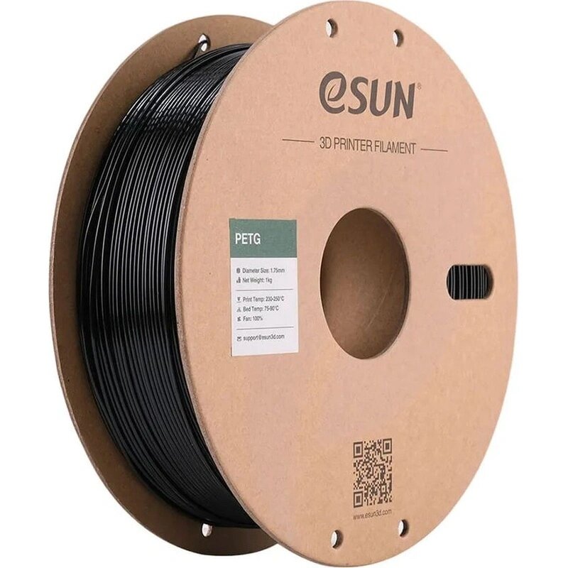 Пластик PETG- ESUN 1.75 мм 1кг, черная (PETG175B1P1)
