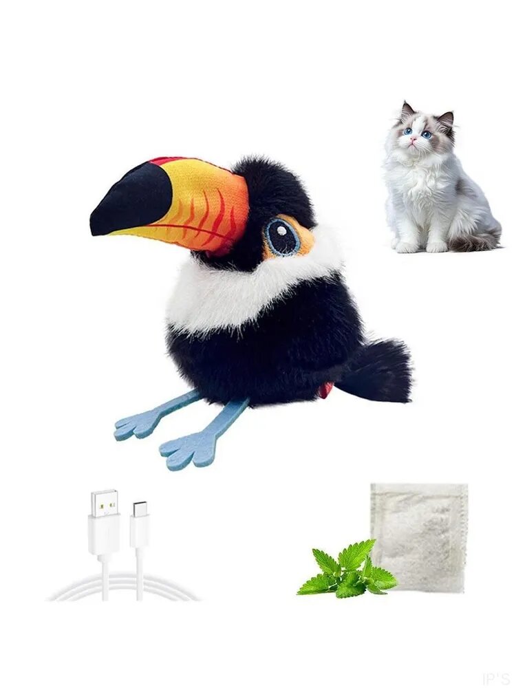 Мягкая игрушка в виде птички для кошек, звуковая модель для игр.