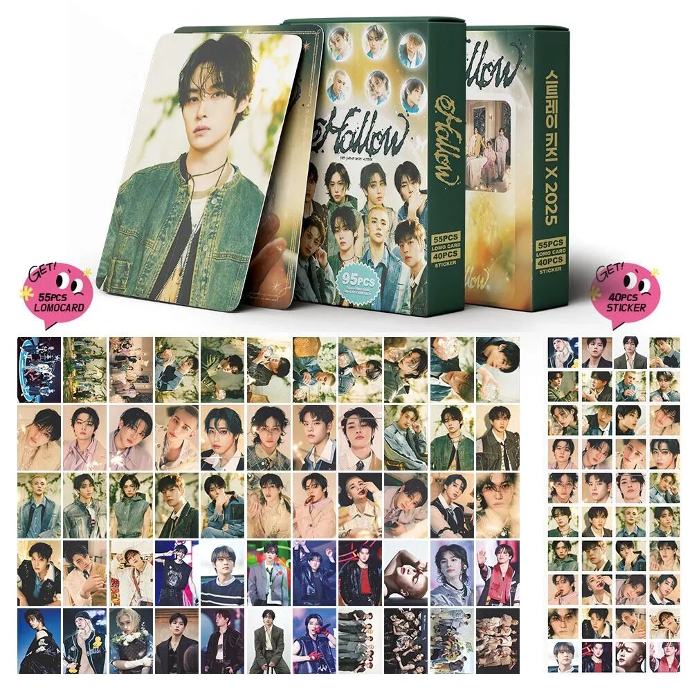 STRAY KIDS LOMO карты 95 шт Hollow WorldTour 3RD Japan MINI Album K-POP HOP Мини фотокарточки STRAYKIDS 2025 Коллекционеры SKZOO SKZPoste