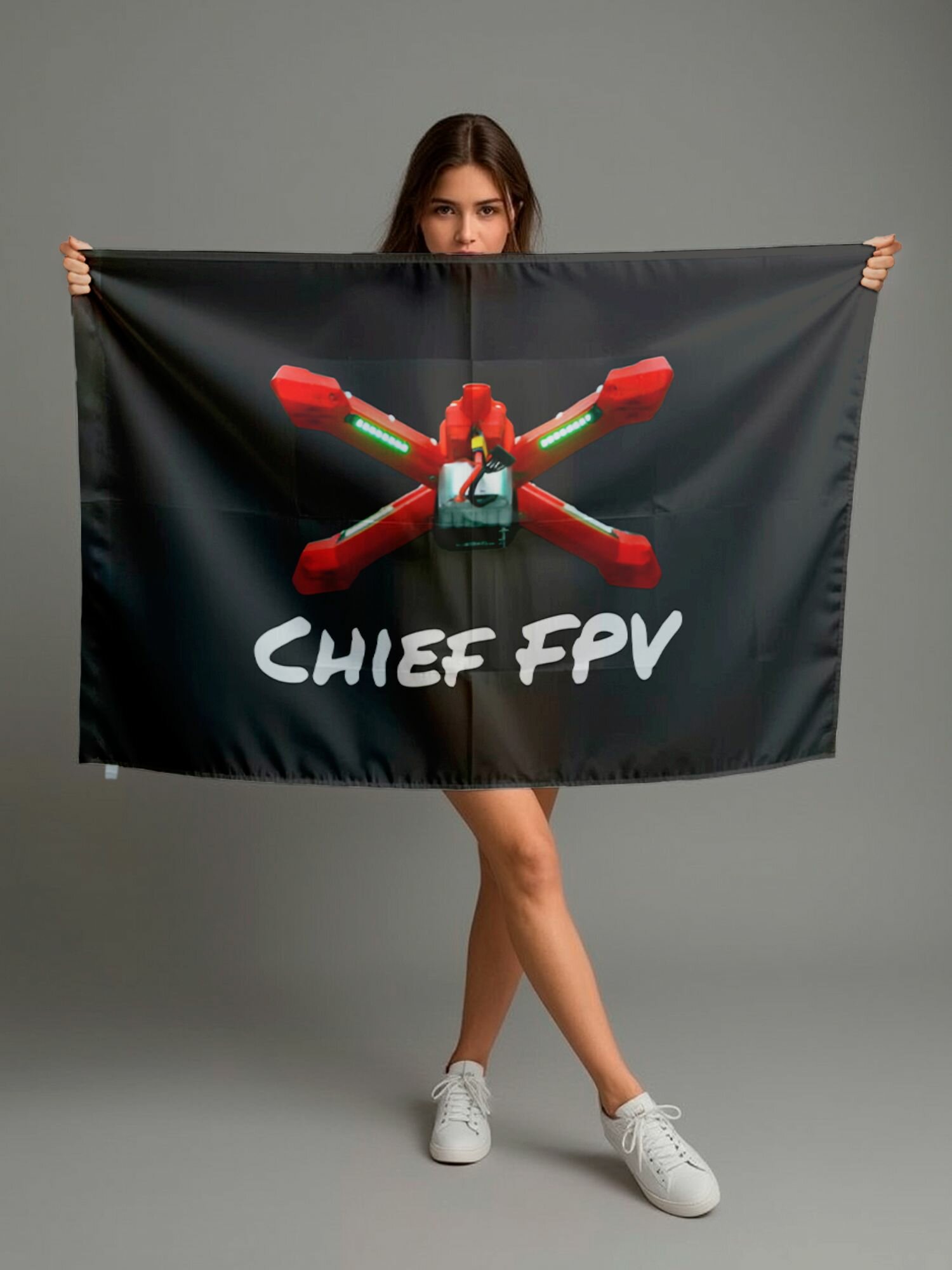 Флаг БПЛА Chief FPV, 90х135 см на шёлке для ручного древка