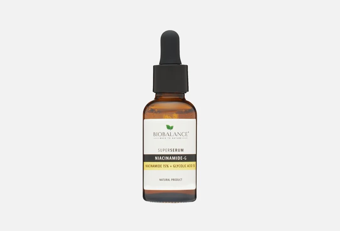 BIOBALANCE NIACINAMIDE 15% & GLYCOLIC ACID 5% Сыворотка для лица с ниацинамидом 30 мл