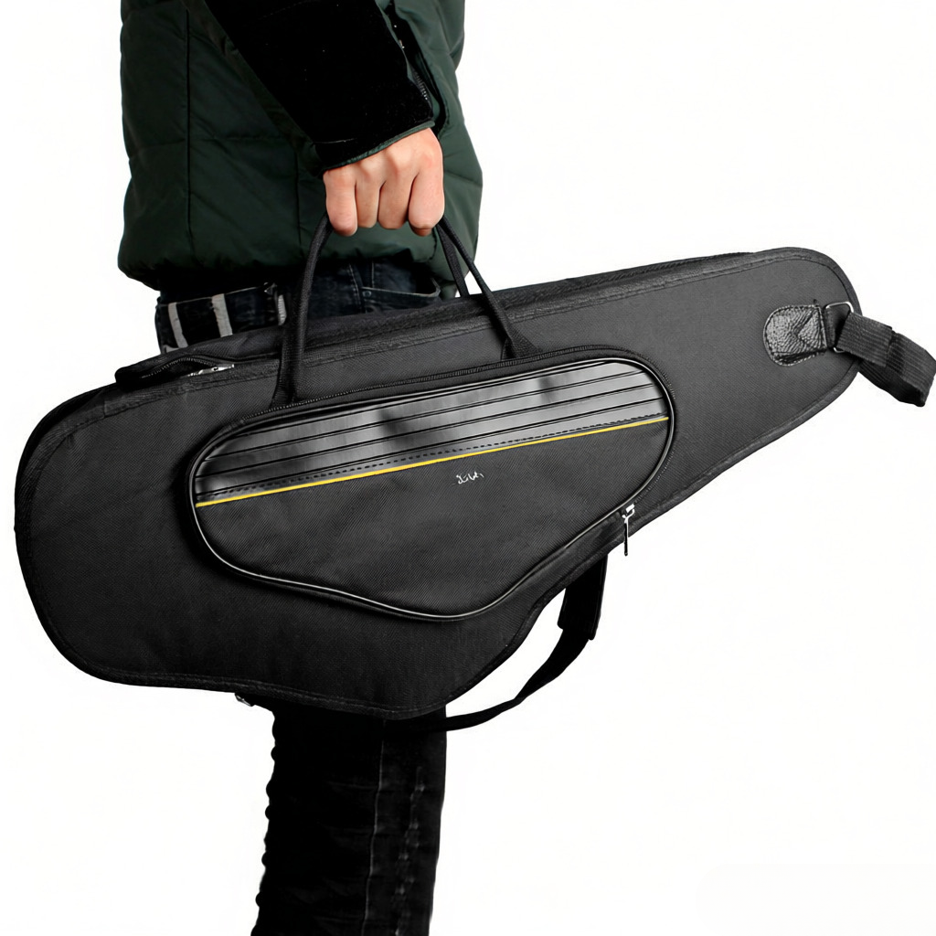 600D Oxford Cloth Water-resistant Gig Bag Backpack with Adjustable Shoulder Straps Pocket 5mm Cotton Padded for Alto Sax Saxophone, Size 65*26*8cm, Package Size 32*25*6cm, Package Weight 770g