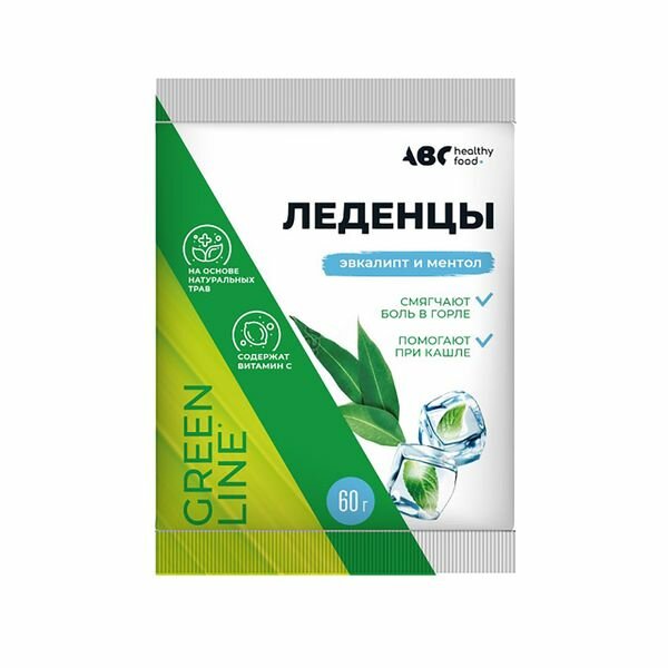 Карамель леденцовая с витамином С вкус эвкалипта с ментолом ABC Healthy Food пакет 60г