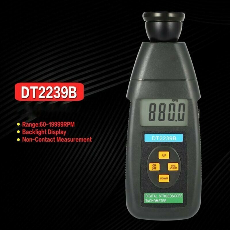 DT2239B Цифровой L Бесконтактный Вспышка Стробоскоп Тахометр Фотоэлектрический Измеритель Оборотов Тестер Спидометра 60-19999RPM