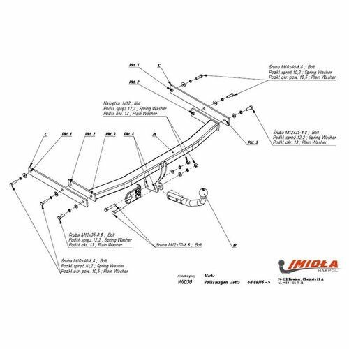 Фаркоп toyota (highlander) IMIOLA w030