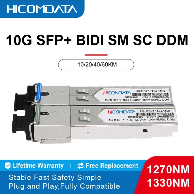 HICOMDATA 10G BIDI SFP+ 20KM, 1Pair, SC WDM