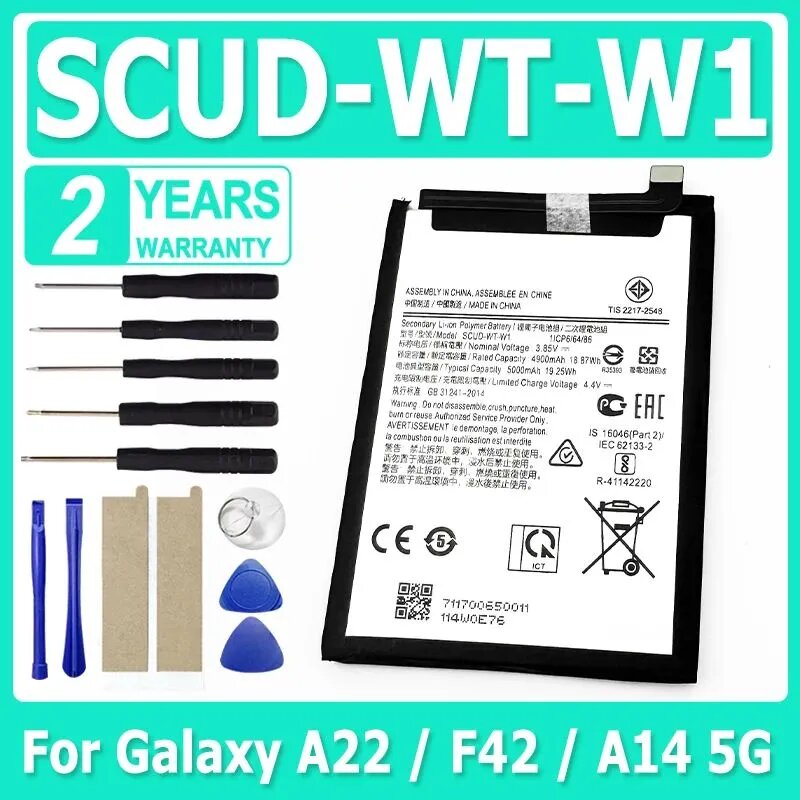 Новый SCUD-WT-W1 5000mAh аккумулятор для Samsung Galaxy A22 5G / F42 5G / A14 5G SM-A226B SM-A146U A146B A146P A146W + инструменты