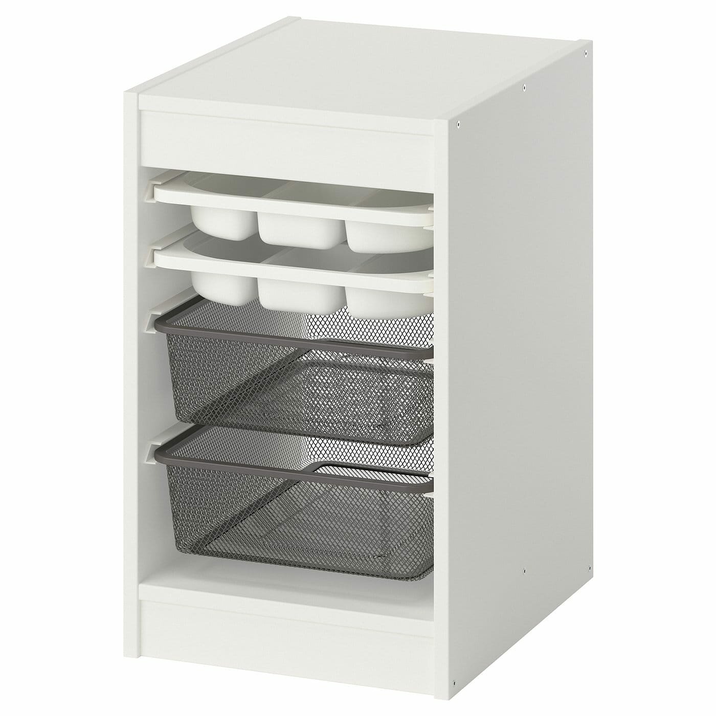 Стеллаж IKEA TROFAST с контейнерами и лотками, белый, темно-серый, 34x44x56 см 195.755.21