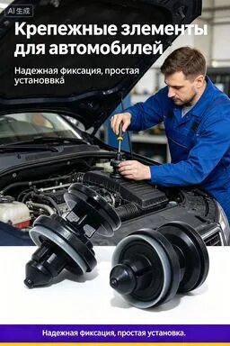 Клипса крепежная автомобильная, 1 мм, 20 шт.