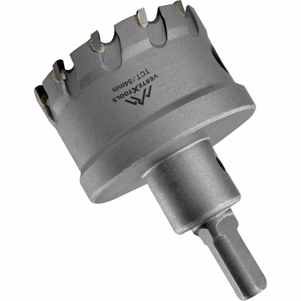 Коронка твердосплавная с центрирующим сверлом по металлу 54 мм vertextools 1819-54