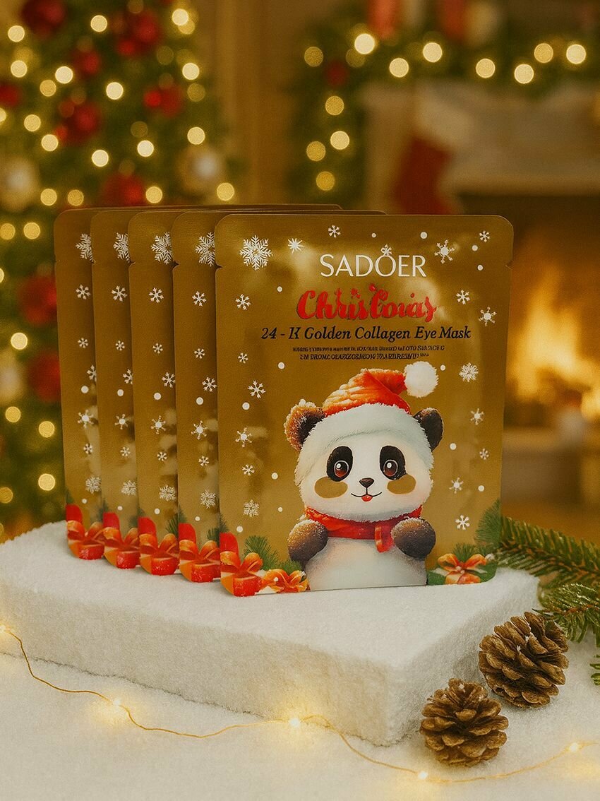 Гидрогелевые патчи для глаз SADOER Christmas 24KGolden Collagen Eye Mask рождественская серия 5 шт