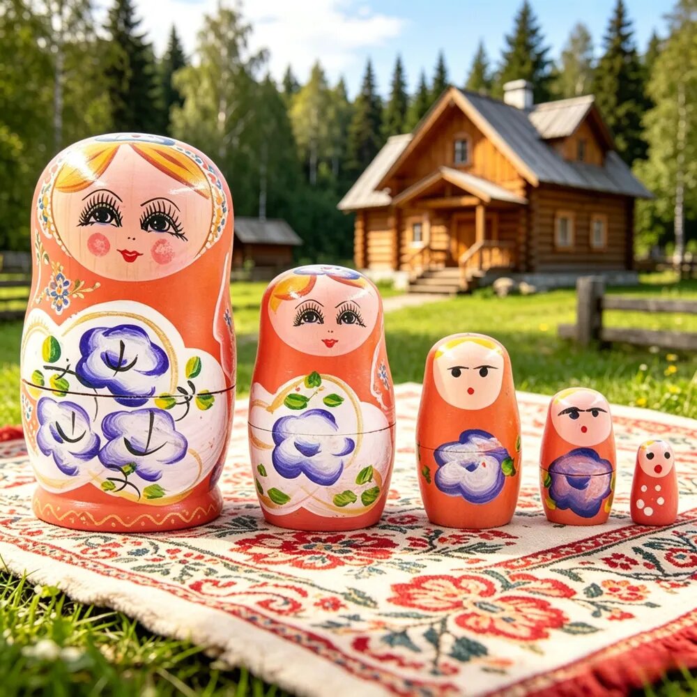Матрешка из дерева 5 уровней, ручная роспись, народный стиль, игрушка для детей, сувенир