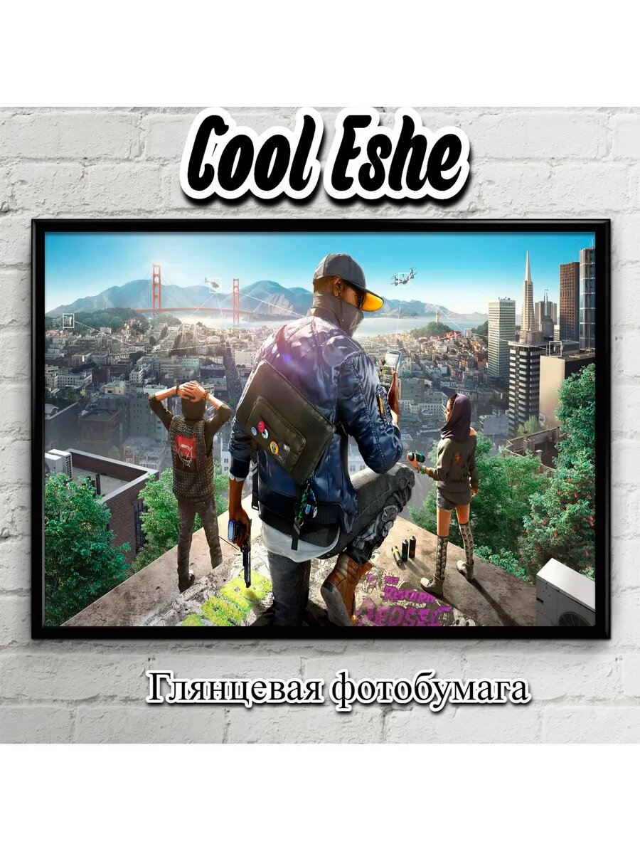Плакат "Заставка от игры watch dogs_2" А4