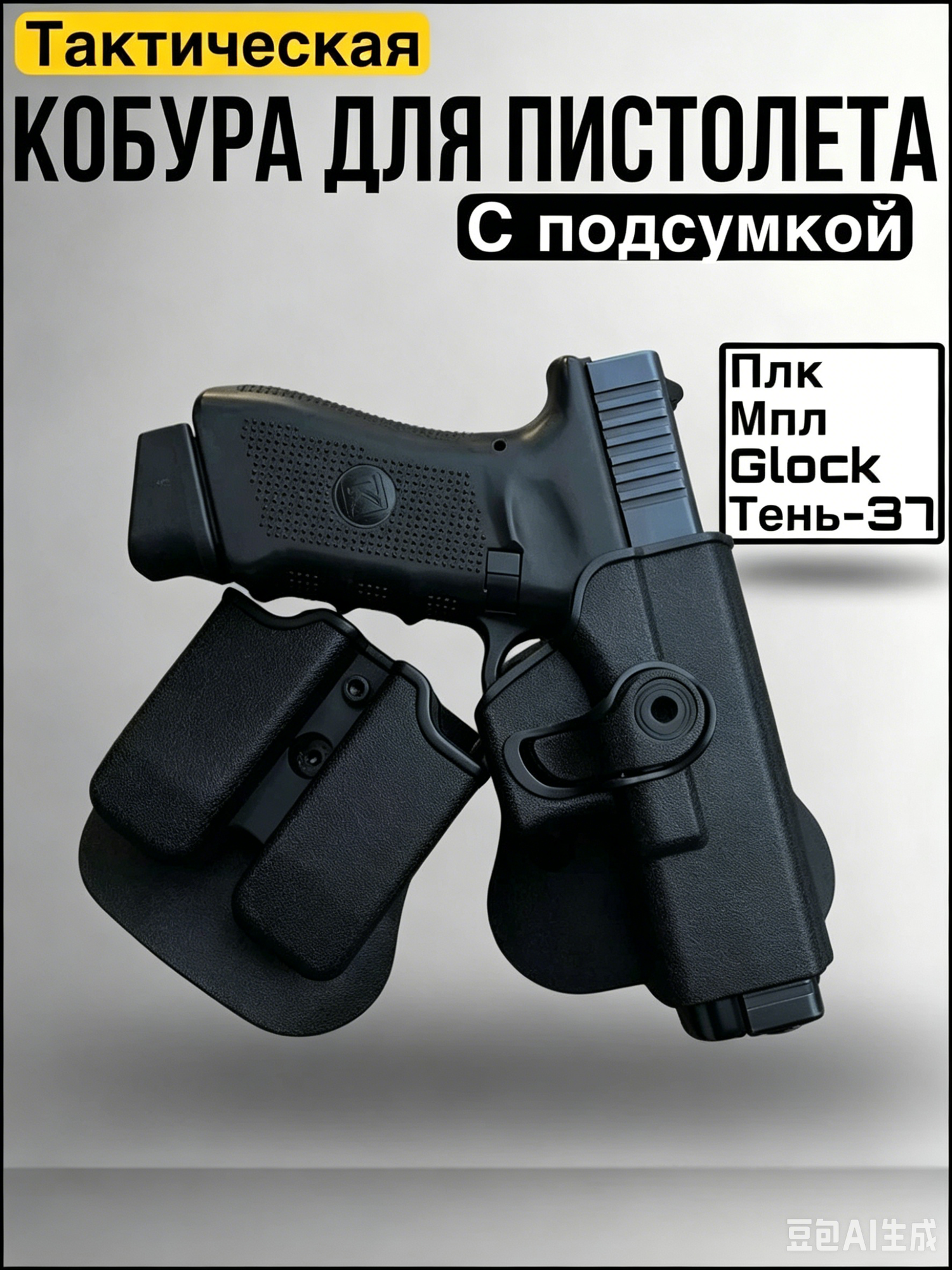 Кобура для пистолета / Glock, Grand power, ПЛК и Fantom / Зеленый