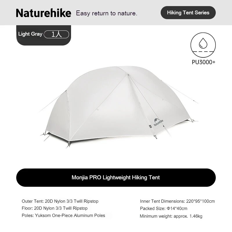 Палатка для кемпинга Naturehike Mongar PRO на 1/2/3 человека для откры-air, водонепроницаемая, 20D нейлон, 2025, ультралегкая, для походов, путешествий, велосипедных поездок, новая
