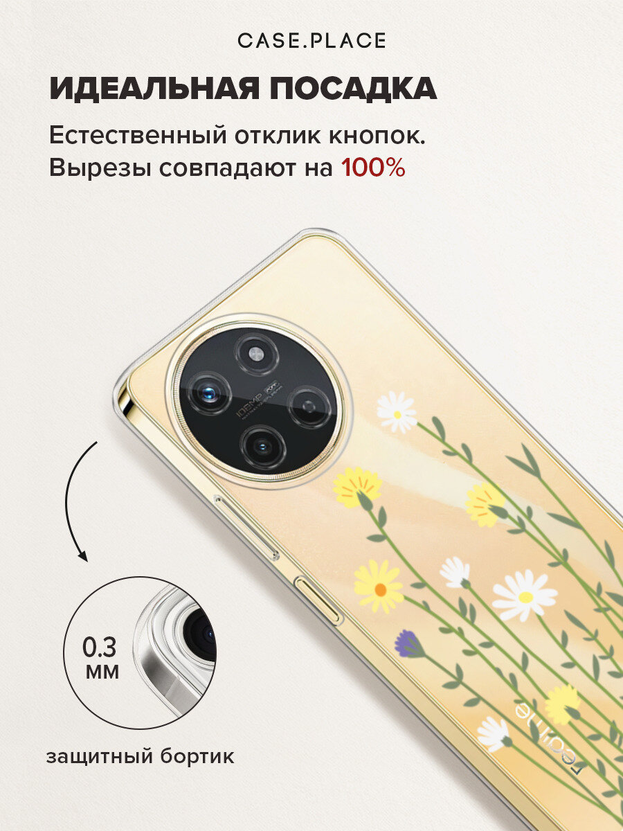 Чехол на Realme 11 4G / Реалми 11 4G с принтом "Пучок полевых цветов", прозрачный — фото 1