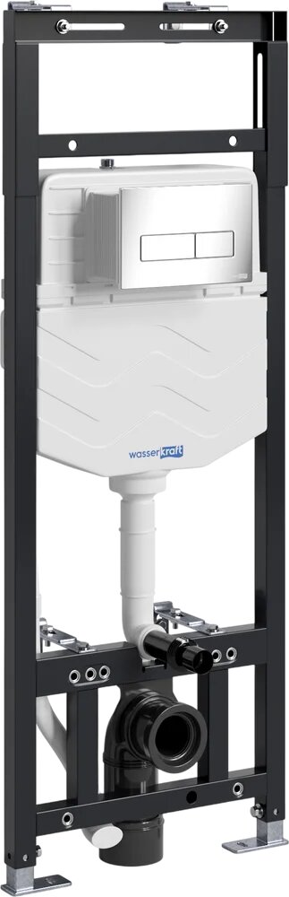 Инсталляция с кнопкой Wasserkraft Альме (Alme) 15TLT.010. ME. CH03 50,4 см, крепление к стене/к полу, с регулировкой по высоте, кнопка для унитаза хром, глянцевая