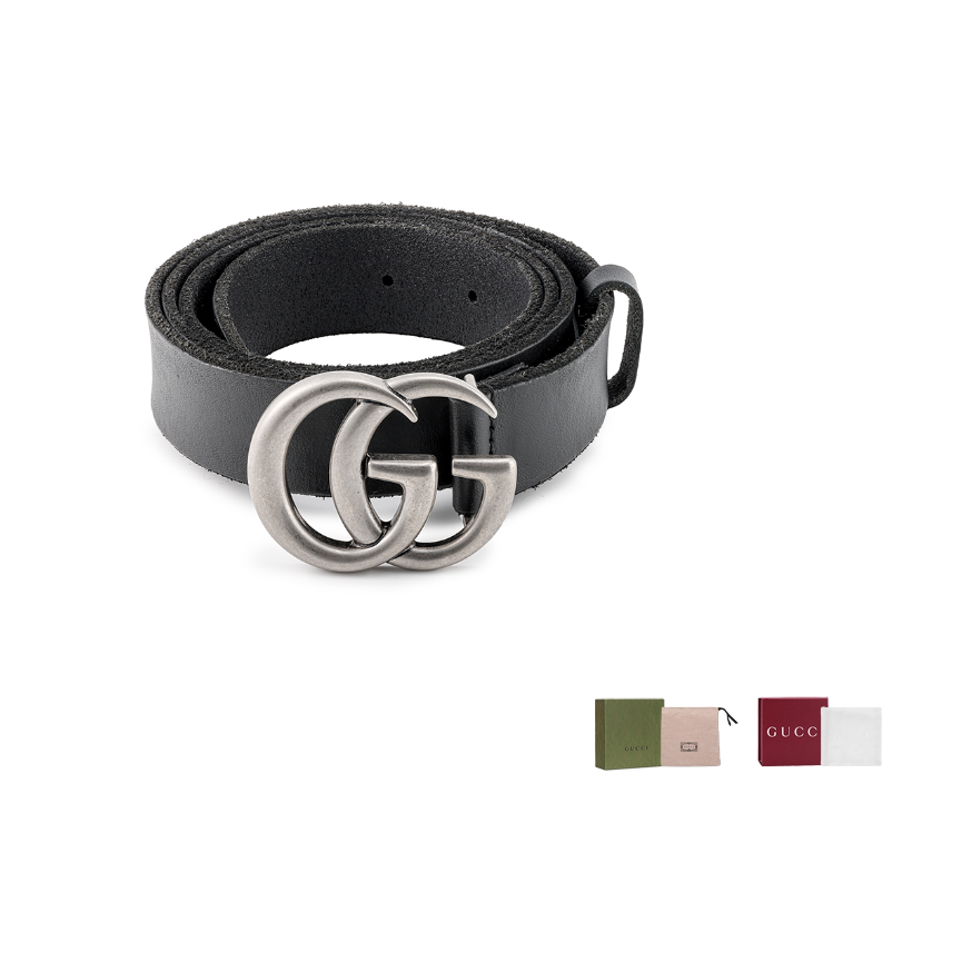 GUCCI GG Marmont Ремни из коровьей кожи Унисекс Черный Ширина 3 см 100