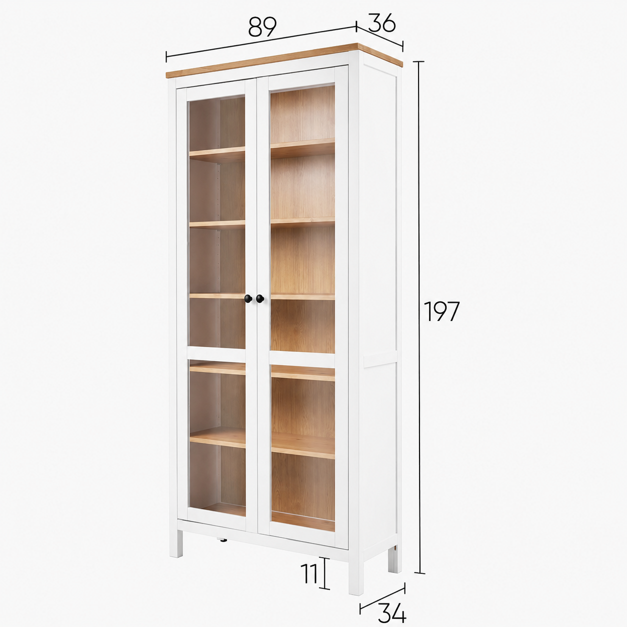 Шкаф витрина HEMNES Кымор с дверями ст/ст, массив сосны, цвет белый/светло-коричневый, (икеа)