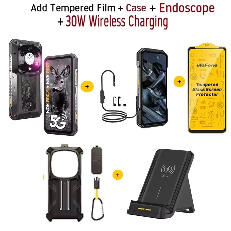Прочный телефон Ulefone Armor 28 Pro 5G AI, 16 ГБ + 512 ГБ, аккумулятор EU Plug, Add End Case WCS01